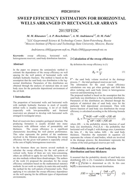 Pdf Sweep Efficiency Estimation For Horizontal Wells Arranged In Rectangular Arrays