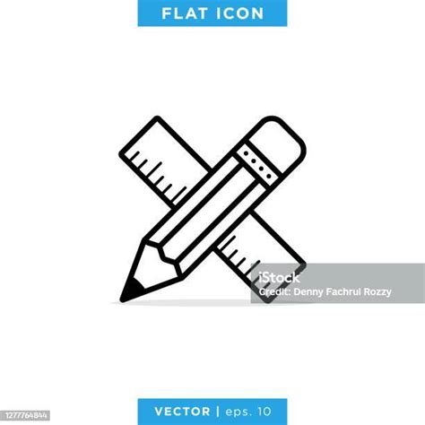 연필 및 눈금자 아이콘 벡터 스톡 일러스트 디자인 템플릿 고립 색상에 대한 스톡 벡터 아트 및 기타 이미지 고립 색상
