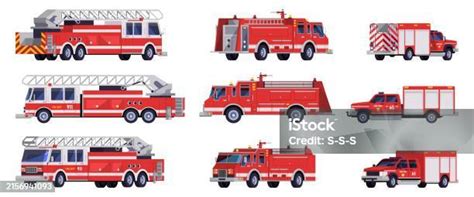 소방차 사다리와 소방차 소방차 장난감 소방관 엔진 소방관 여단 만화 밴 자동차 응급실 차량 911 소방 자동차 최근 벡터 일러스트 레이 션 교통수단에 대한 스톡 벡터 아트