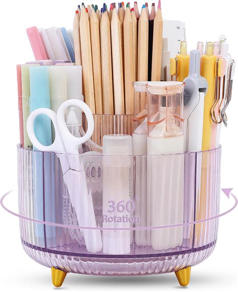 Skydue Rotating Pencil Pen Holder Pen Organizer With 5