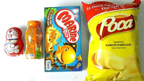 Opening Poca Chips Susu Milk Snacks Vs Marine Boy Youtube