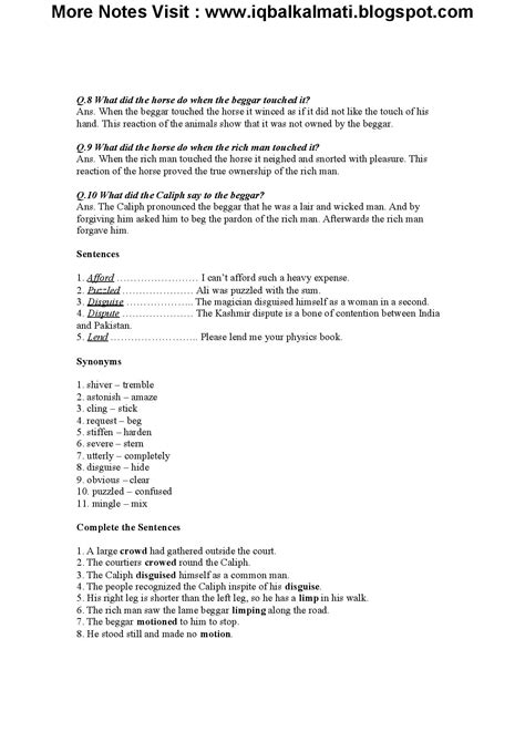 Knowledge For All Tenth 10 Class English Notes Knowledge For All Tenth 10 Class English Notes