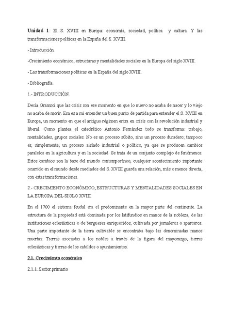 Apuntes Para Clase Llllllllllllllllllllllllllllllllllllllllllllllll Unidad 1 El S Xviii En
