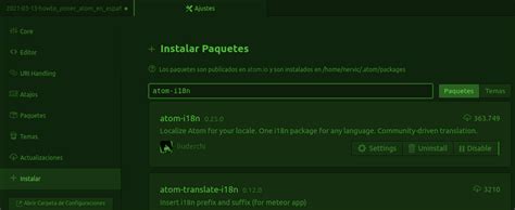 HowTo Agregar idiomas al editor IDE atom Ponerlo en español