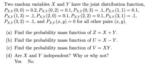 Solved Two Random Variables X And Y Have The Joint