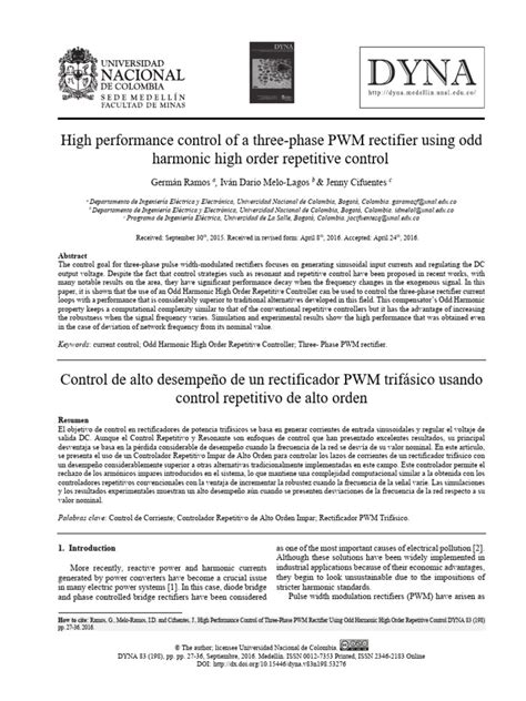 Highperformancecontrolofathree Phasepwmrect Pdf Rectifier