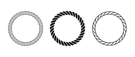 로프 프레임 세트 라운드 코드 국경 컬렉션 서클 로프 리스 루프 팩 체인 브레이드 엮은 테두리 번들 장식 배너 포스터를 위한 원형 디자인 요소 벡터 장식 프레임 개척시대의