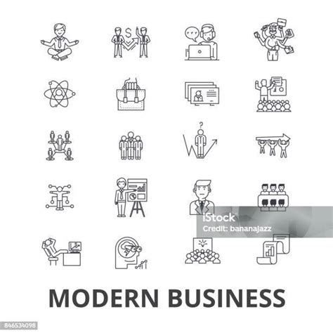 현대 사업 관리 마케팅 계획 제어 조직 라인 아이콘 편집 가능한 스트로크입니다 평면 디자인 벡터 그림 기호 개념입니다 선형 격리 표지판 개체 그룹에 대한 스톡 벡터 아트 및