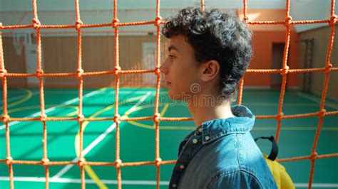 Calm Walking Indoors Going To Sport Class Caucasian Man Male Teenager