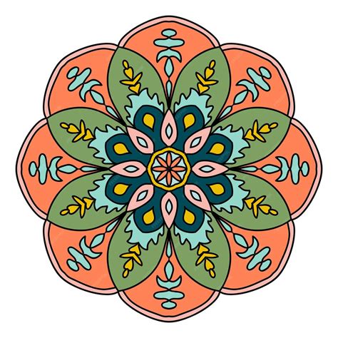 Premium Vector Cute Mandala Ornamental Round Doodle Flower Isolated