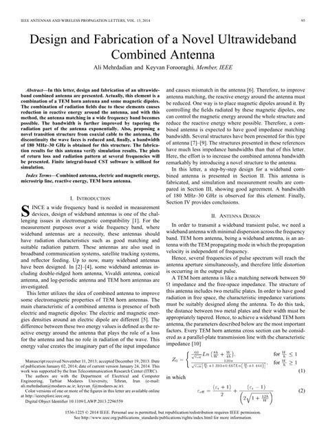 Pdf Design And Fabrication Of A Novel Ultrawideband Combined Antenna