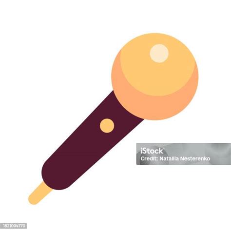 콘서트 마이크 2d 만화 개체입니다 가라오케 경연 대회 고립 된 벡터 항목 흰색 배경입니다 코미디언 무대 음성 녹음 스탠드 업