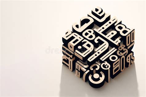 3d Abstraction Of Symbols In The Form Of A Cube Space For Text Stock Image Image Of Abstract