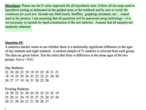 Solved Directions Please Use The P Value Approach For All Chegg