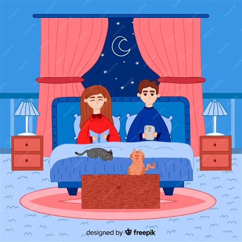 집에서 사랑스러운 손으로 그린 가족 무료 벡터