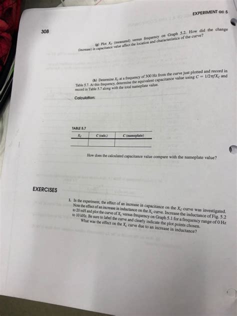 EXPERIMENT Ac Frequency Response Of R L And C Chegg Com