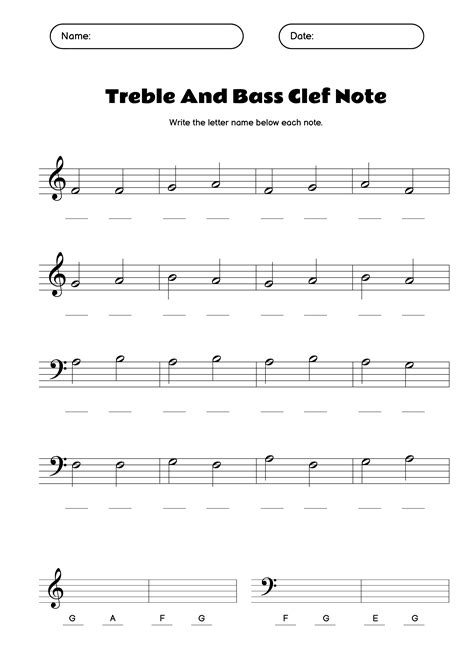 Treble Clef Note Names Worksheet Free Worksheets Printable