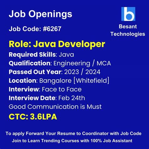 Besant Technologies On Linkedin Java Javadeveloper Jobvancany Jobs Jobseekers