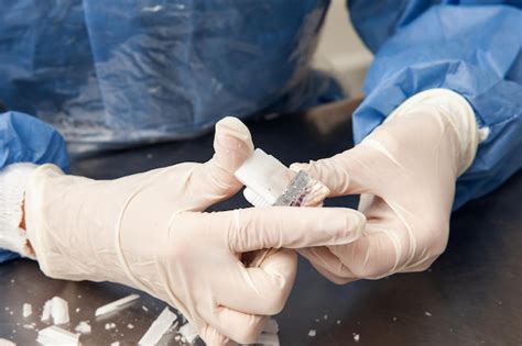 Premium Photo Scientist Preparing Paraffin Blocks Containing Biopsy