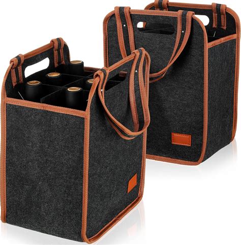 Fuweave 2 Pack Wine Carrier 6 Bottles Tote Reusable Wine