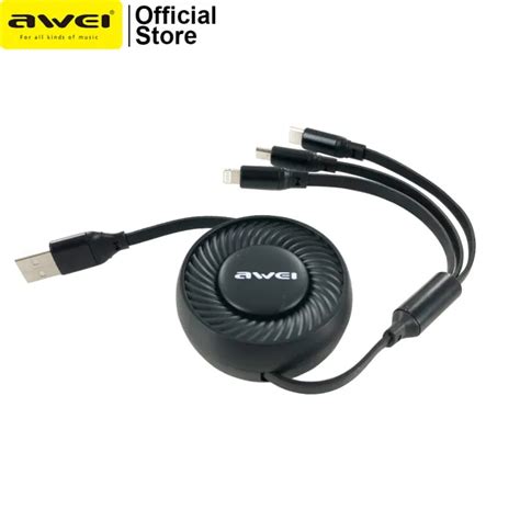 Awei CL Telescopic Multi Charging Cable In Fast Data Transmission Cable For Type C