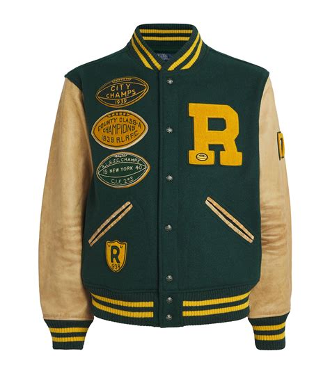 Polo Ralph Lauren Wool Blend Letterman Jacket In Green For Men Lyst