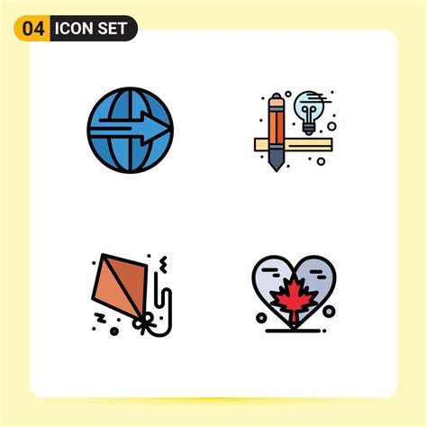 User Interface Pack Of 4 Basic Filledline Flat Colors Of Cargo Flying Logistic Design Paper