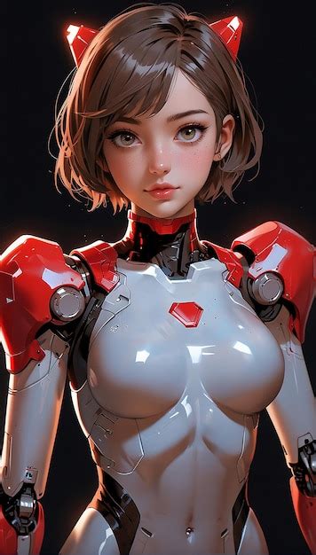 cyborg girl futuretech illustration premium ai generated image