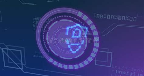 Image Of Scope Scanning With Padlock Icon Over Data Processing Stock Illustration Illustration