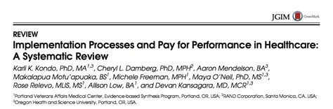implementation processes and pay for performance in healthcare a