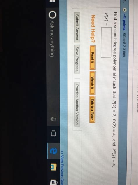 Solved Find A Second Degree Polynomial P Such That P2 2
