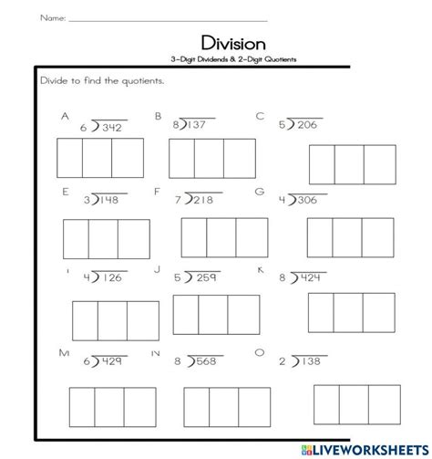 Box Method Division Worksheet For 3rd Grade Babes