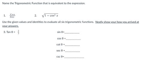 Answered Name The Trigonometric Function That Is… Bartleby