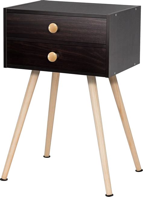 Costway Mid Century Modern 2 Drawers Nightstand Sofa Side