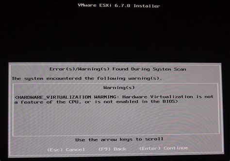 ESXi インストールHARDWARE VIRTUALIZATION WARNING警告の解決方法 そういうのがいいブログ