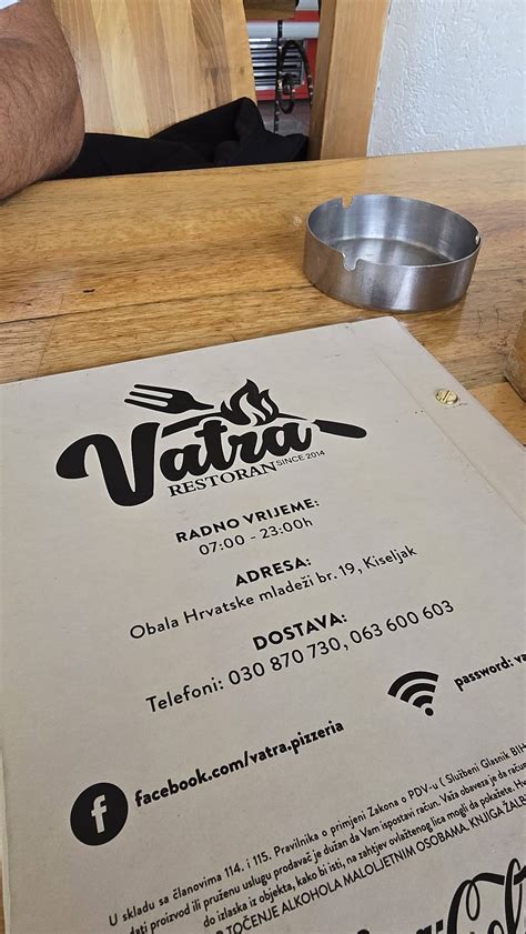 Menu At Vatra Restaurant Kiseljak
