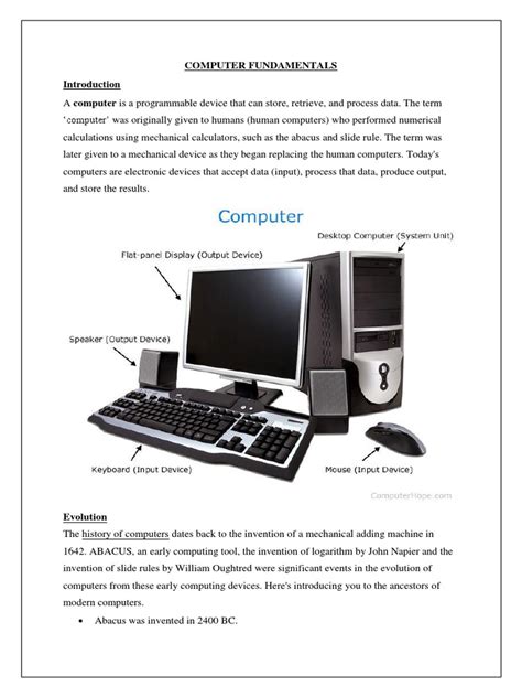 Computer Fundamentals Pdf Operating System Personal Computers