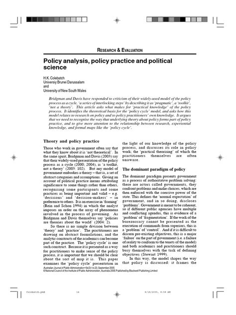 Policy Analysis Policy Practice And Poli Pdf Policy Theory