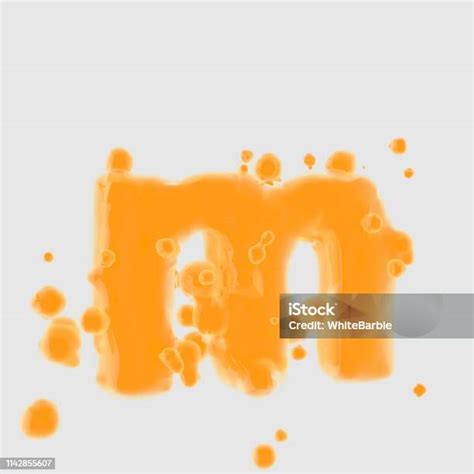 3d 문자 M 소문자입니다 흰색 배경에 고립 된 방울과 오렌지 주스 글꼴 0명에 대한 스톡 사진 및 기타 이미지 0명 3