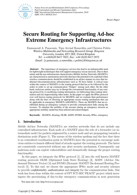 PDF Secure Routing For Supporting Ad Hoc Extreme Emergency Infrastructures