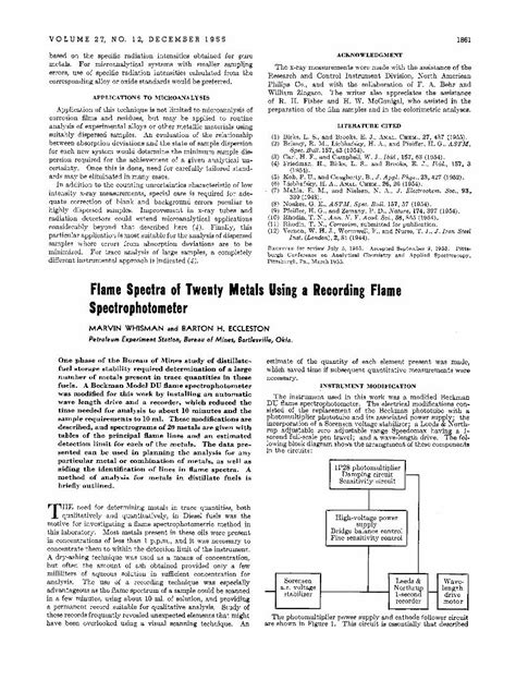 Pdf Flame Spectra Of Twenty Metals Using Recording Flame