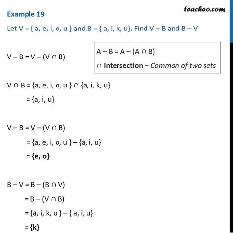 Example 19 Let V A E I O U Find V B And B V