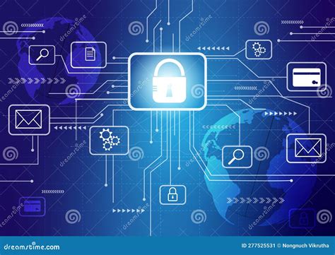 Cybersecurity And Privacy Concepts To Protect Data Lock Icon And Internet Network Security