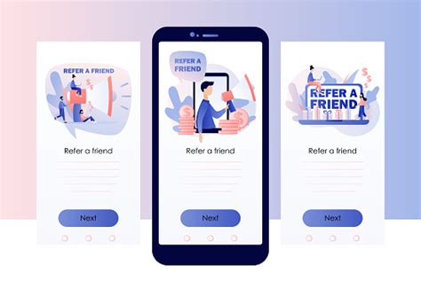 친구 개념을 참조 하십시오 모바일 스마트 폰에 대 한 화면 템플릿입니다 평면 만화 스타일입니다 벡터 일러스트 만화에 대한 스톡