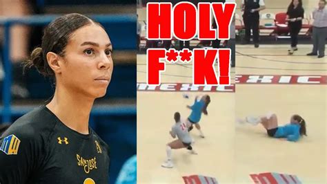 Crowd Shocked Trans Volleyball Player Blaire Fleming Spikes The Ball