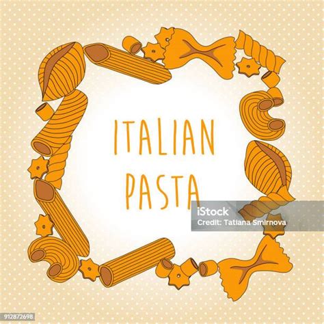 이탈리아 파스타 종류와 글자 손으로 그린 벡터 일러스트 레이 션 공예에 대한 스톡 벡터 아트 및 기타 이미지 공예 나비