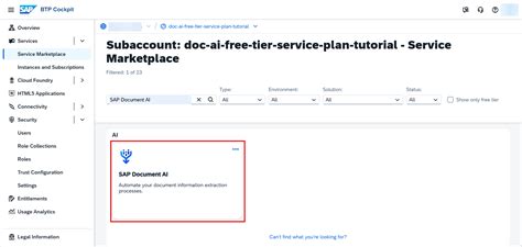 Use Free Tier To Create A Service Instance For Sap Document Ai Sap Tutorials