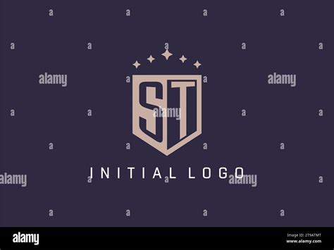 St Initial Shield Logo Icon Geometric Style Design Inspiration Stock