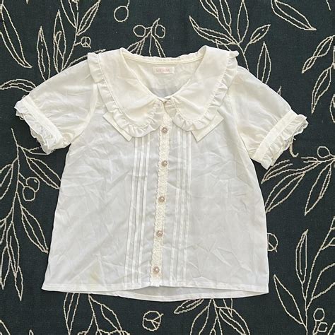 Liz Lisa Sheer White Ruffle Collar Blouse This Is Depop
