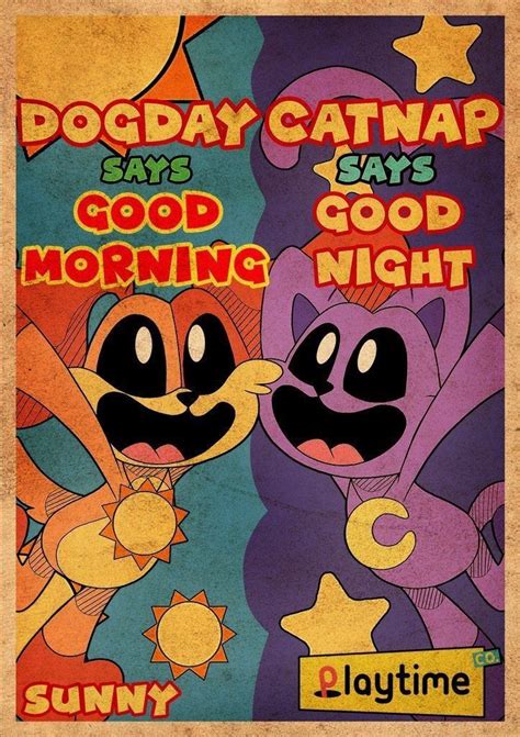 𝐃𝐨𝐠 𝐃𝐚𝐲 𝐚𝐧𝐝 𝐂𝐚𝐭𝐧𝐚𝐩 Carteles De Poppy Playtime Catnap Poster Para